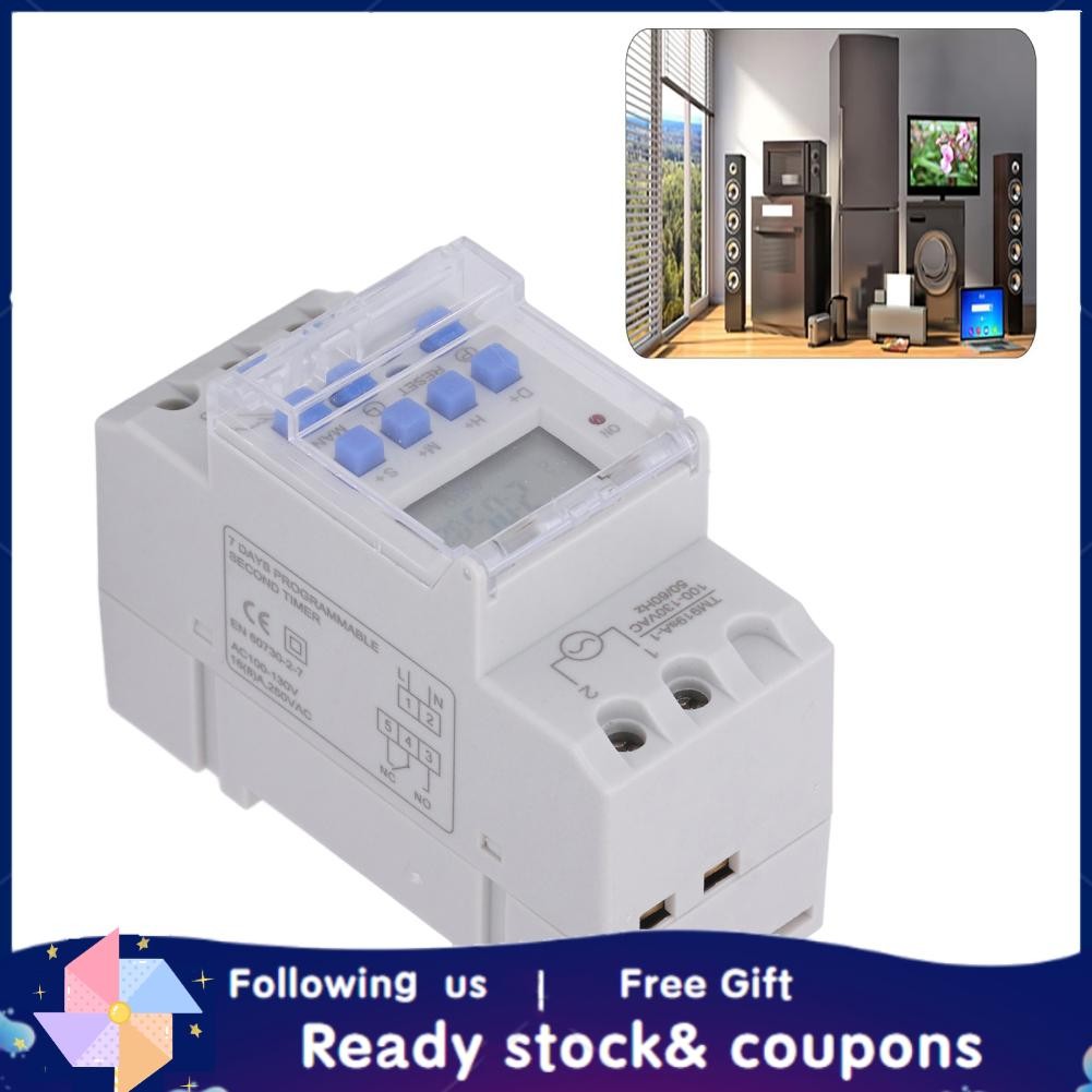 Xiyijia Timer Switch Digital with 16A 24Hours 7Days Programmable DIN Rail LED Screen 16 On Off ...