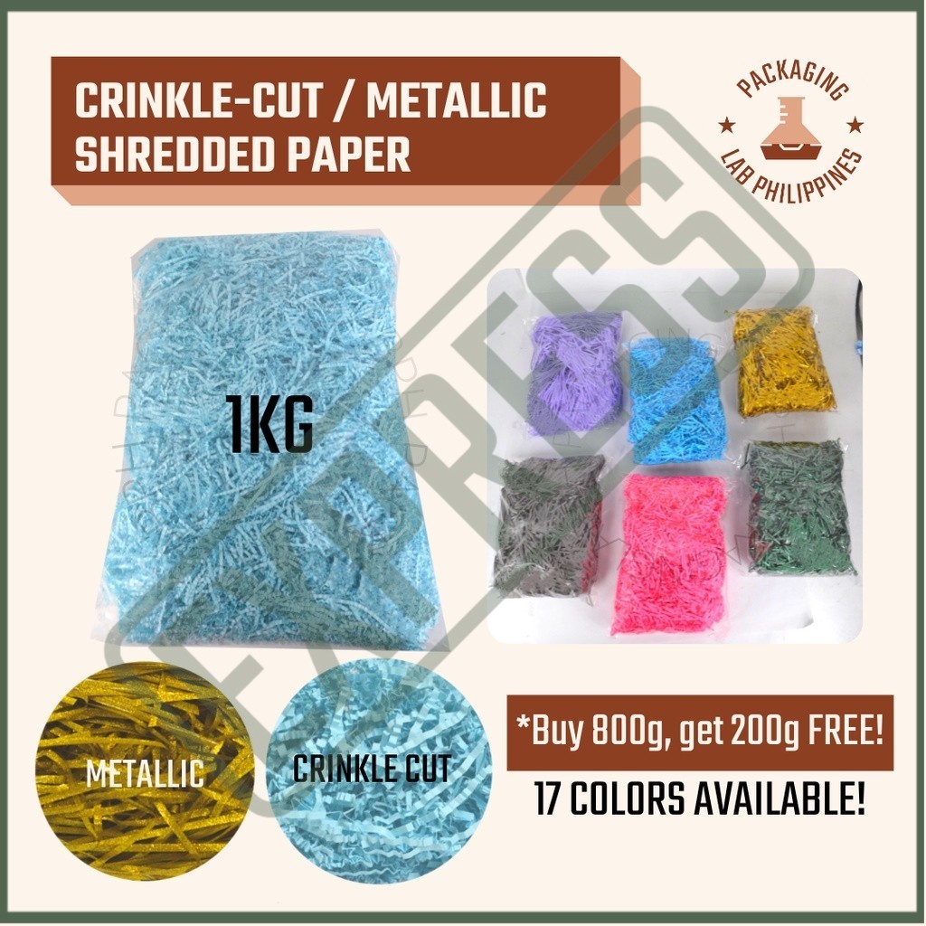 1kg Crinkle-Cut & Metallic Shredded Paper Paper Fillers for Gift Boxes ...