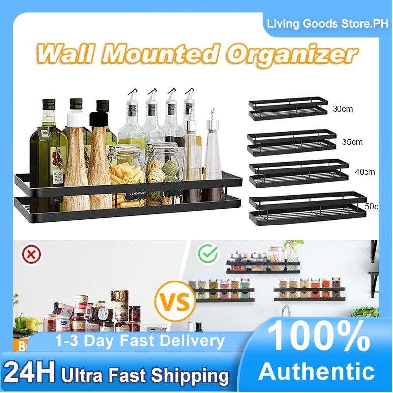 Wall Mounted Spice Rack Kitchen Condiment Organizer Storage Holder ...