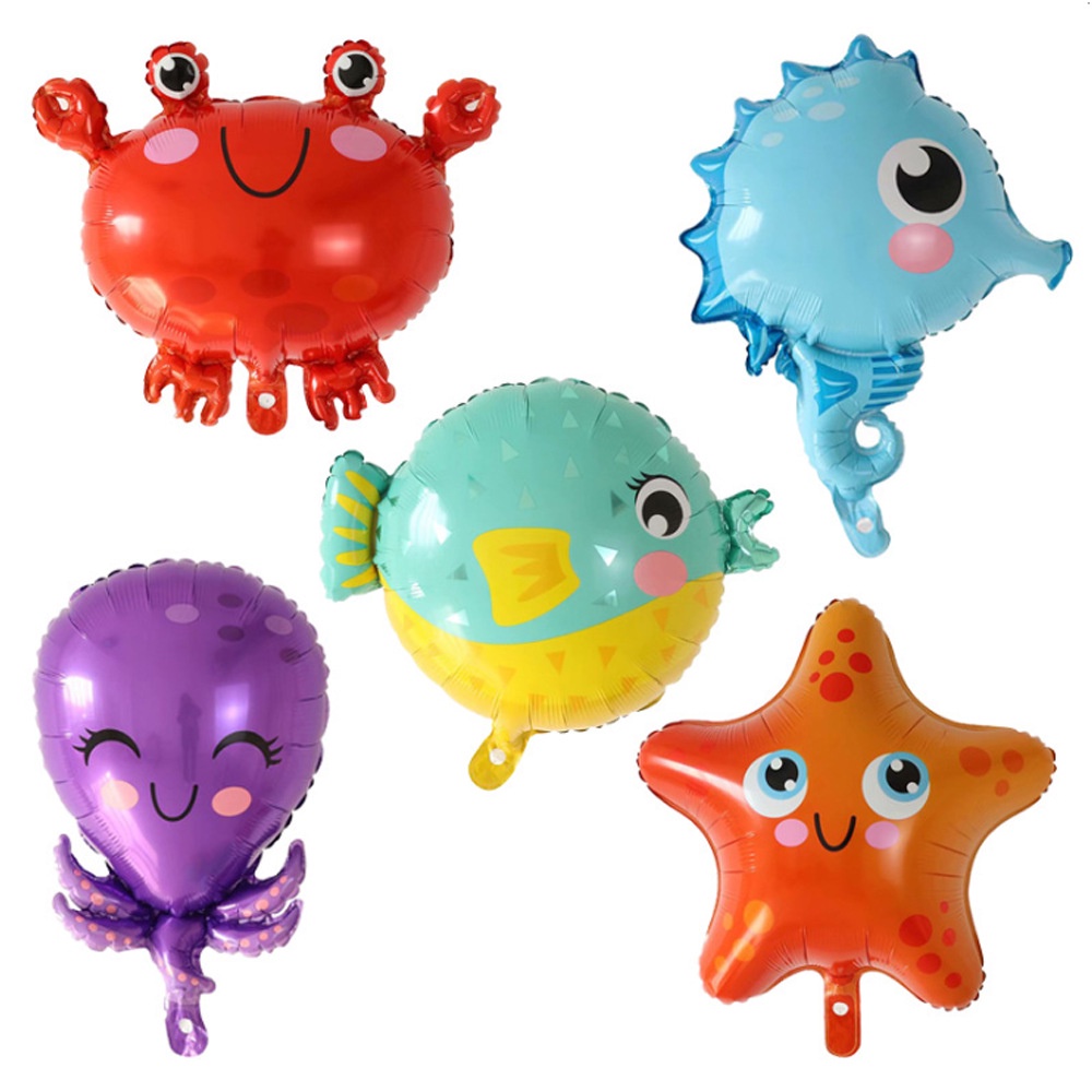 Q Version Sea Animal Cartoon Aluminum Film Balloon Crab Seahorse ...