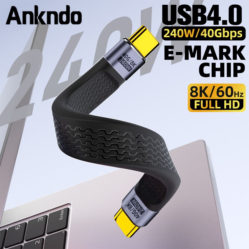 Ankndo 13cm Short USB 4.0 Cable 5A 240W Type C to Type C PD Fast Charge ...