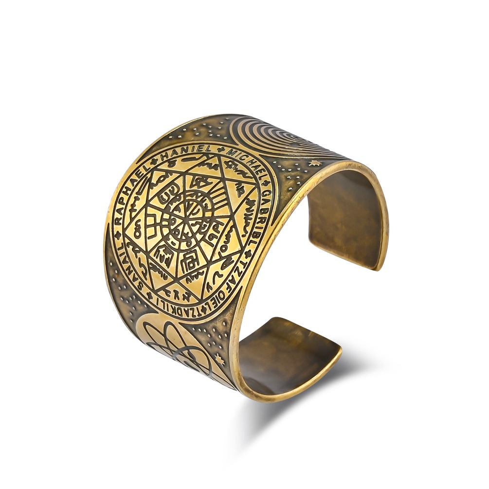 High Quality Solomon Kabbalah Occult Heptagram Titanium Ring for Men ...
