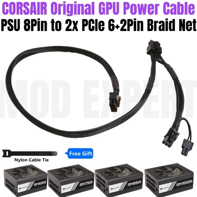 Original CORSAIR 8Pin to PCIe Dual 8Pin GPU VGA Power Cable Net for ...