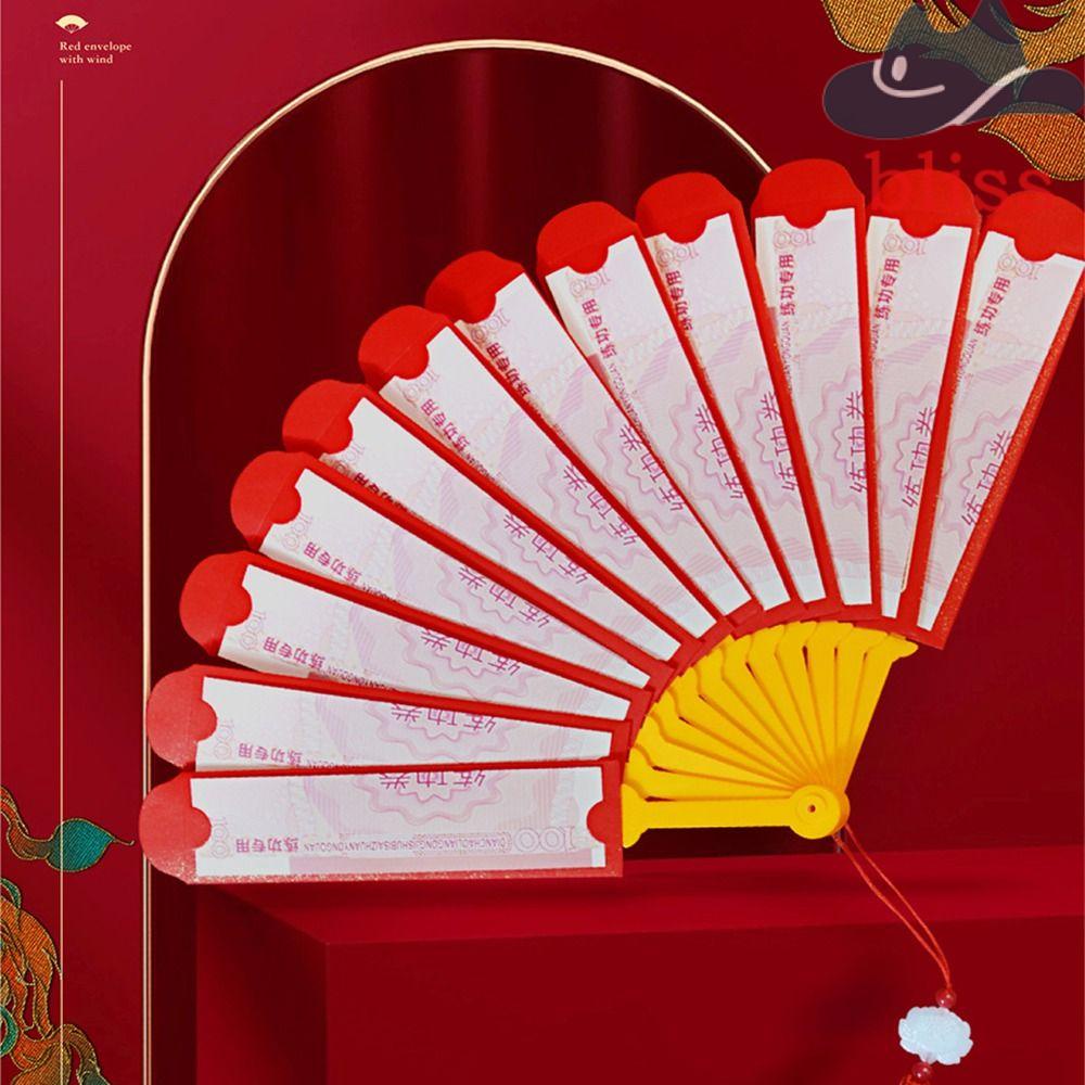 BLISS Fan Shape Money Pockets, Lucky Money DIY Packing Draw Lots Red ...