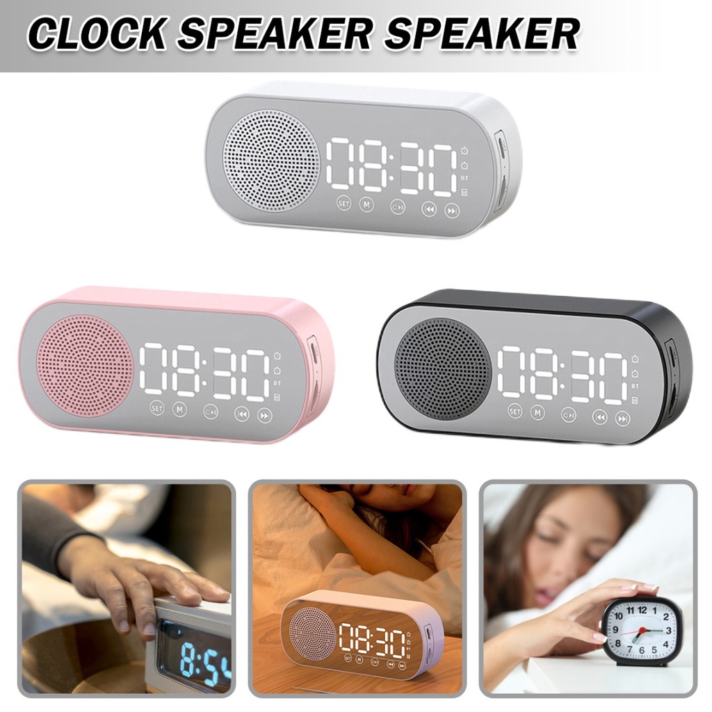 Portable Digital Alarm Clock FM Radio Wireless Mirror LED Clock With Speaker | Shopee Philippines