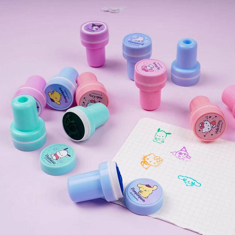 12Pcs/Pack Kawaii Sanrio Stamp Seal mymelody Kuromi Cinnamoroll ...