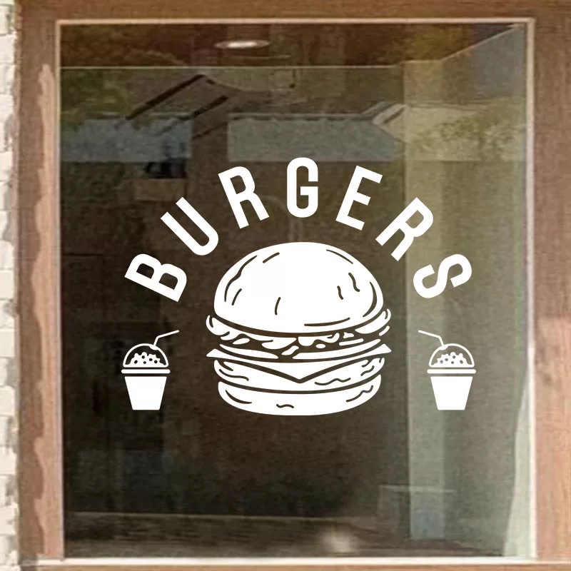 Hamburger Cartoon Vinyl Wall Stickers for Fast Food Restaurant Window ...