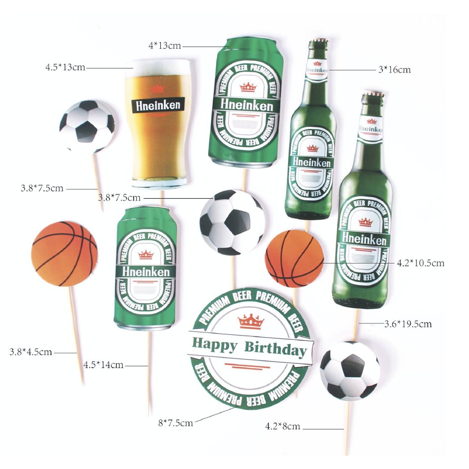 ♞Heineken Beer Cake Topper Paper Toppers with Wooden Stick Dad Father ...
