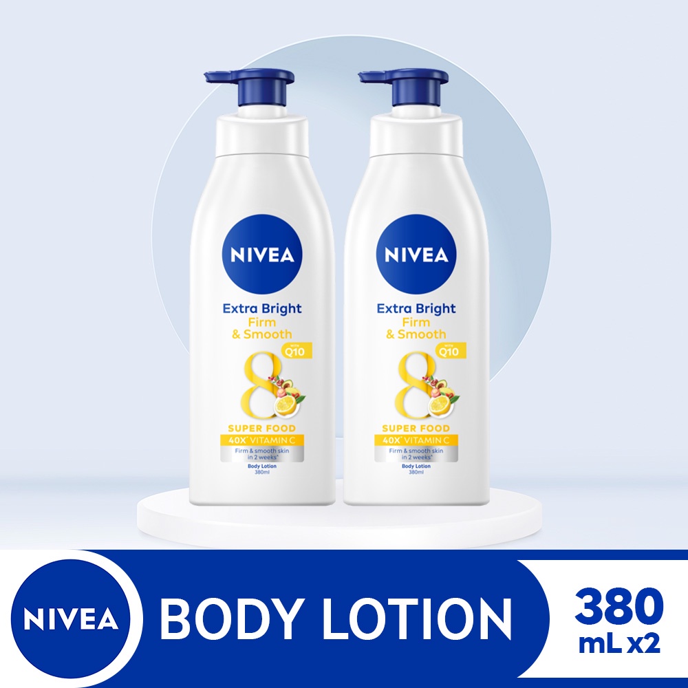 PACK OF 2 NIVEA Body Lotion Extra Bright Firm & Smooth, 380ml | Shopee ...