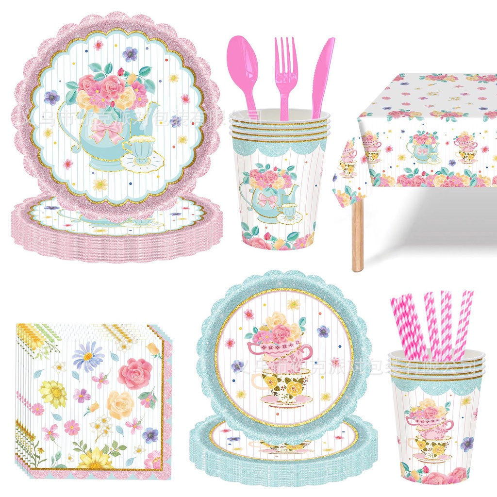 New Pink Afternoon Tea Party Tableware Cute Tea Talk Dinner Plate Cup ...
