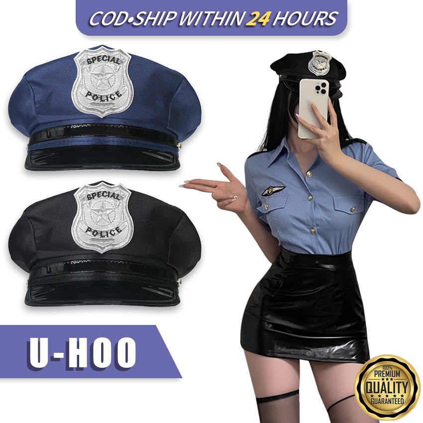 Black/Blue Creative Police Cap Cosplay Police Hat Role Play Fun Props ...