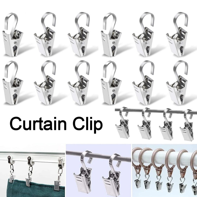 100/50/30PCS Stainless Steel Curtain Clips with Hooks/Multifunctional ...