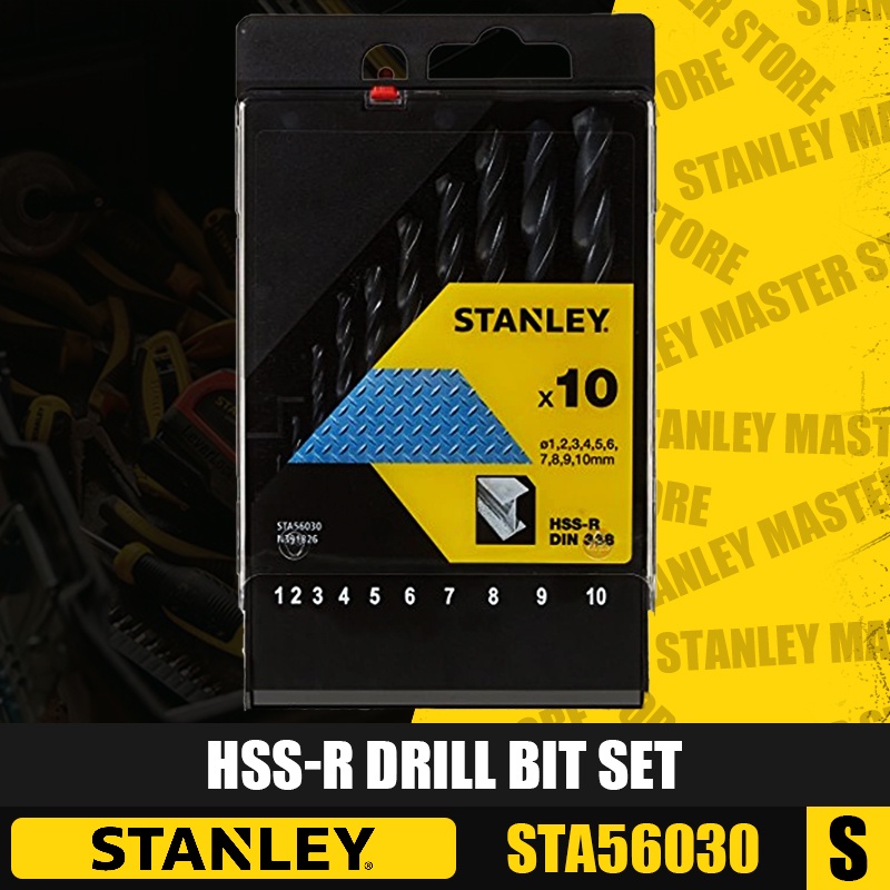 STANLEY STA56030 HSS-R Drill Bit Set 1-10mm Stainless Steel Replacement ...