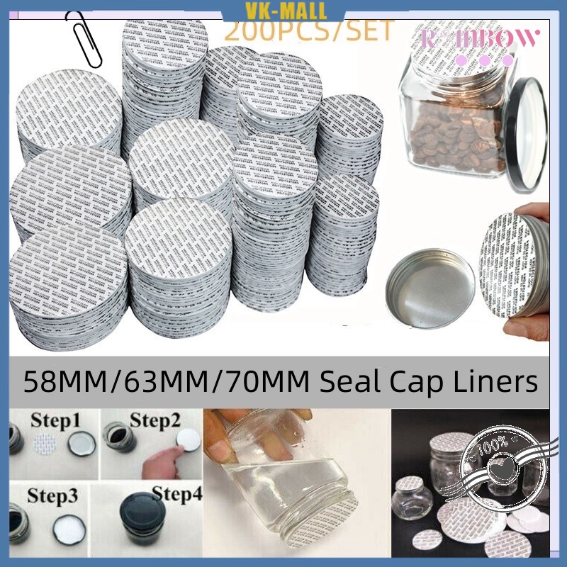 COD 200PCS 58MM/63MM/70MM Self-adhesive Seal Liner For Jar Bottle Pot ...