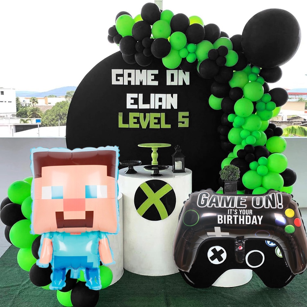 Minecraft Theme Balloon Chain Steven Foil Balloon Game Handle 32inch ...