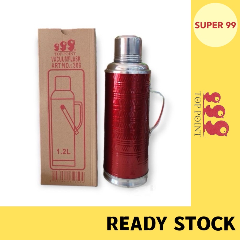 TOP POINT Traditional Glass Vacuum Flask Red / Thermos Merah / Thermal ...