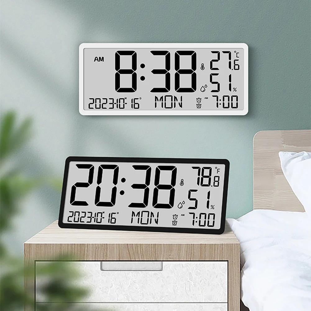 LED Digital Wall Clock Accurate Real-time Temperature Humidity Clocks ...