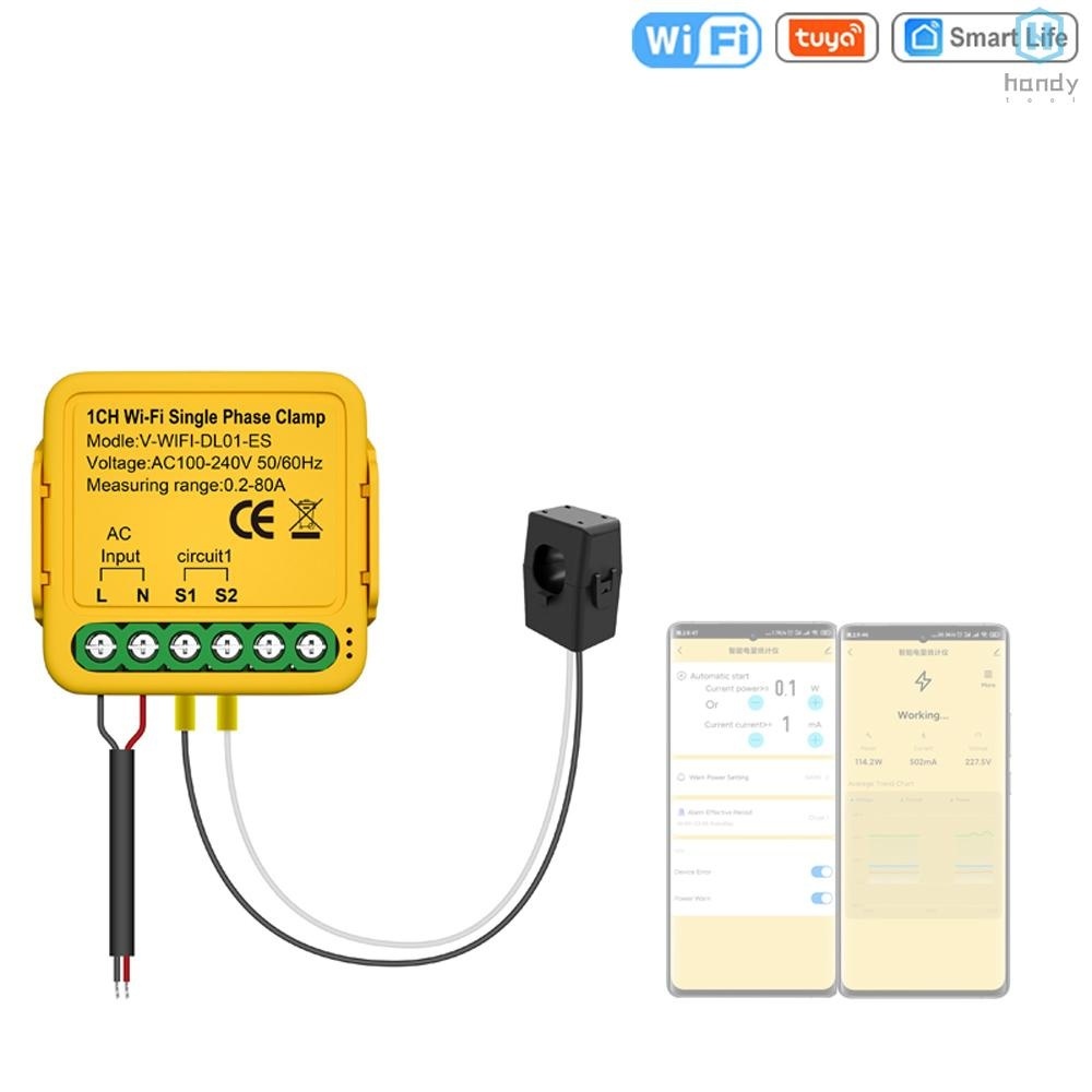 HTYY Tuya WiFi On-off Controller 80A Energy Meter Current Transformer ...