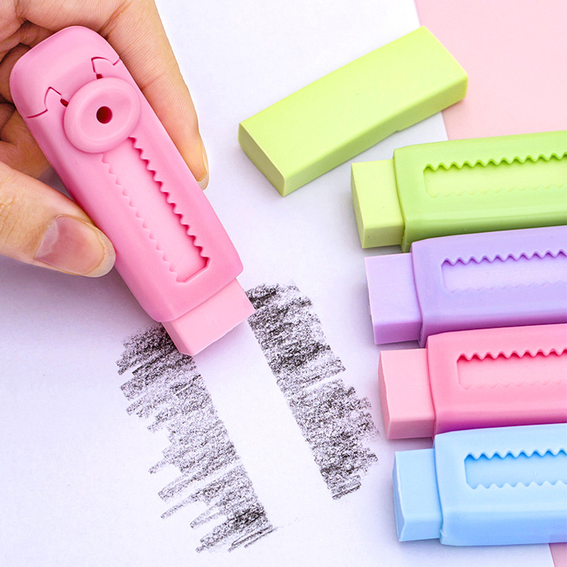 Macaron Retractable Eraser Push-Pull Eraser Soft Brush Eraser Cute ...