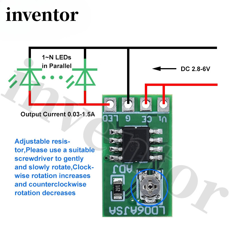 30-1500MA Adjustable Constant Current LED Driver DC 3.3V 3.7V 4.2V 5V ...