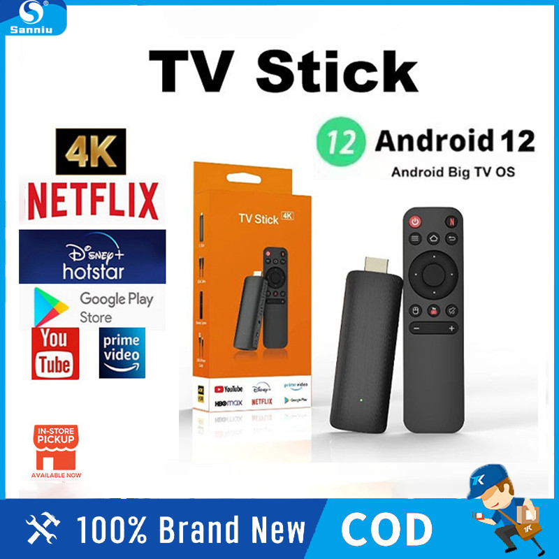 Android TV Box TV Stick 4K HD 4+64GB With Google/Netflix/Disney+ Wifi ...