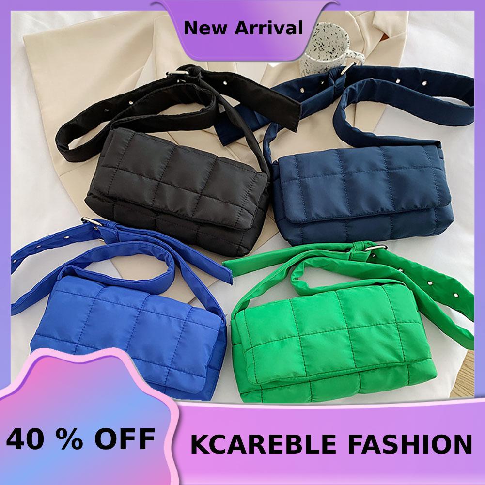 Kcareble Korean Sling Bag for Woman Men Nylon Cotton Padded Crossbody ...