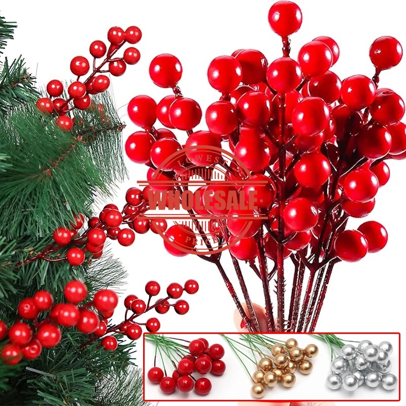 [Wholesale Price] Christmas Artificial Red Berries / Mini Fake Berry ...