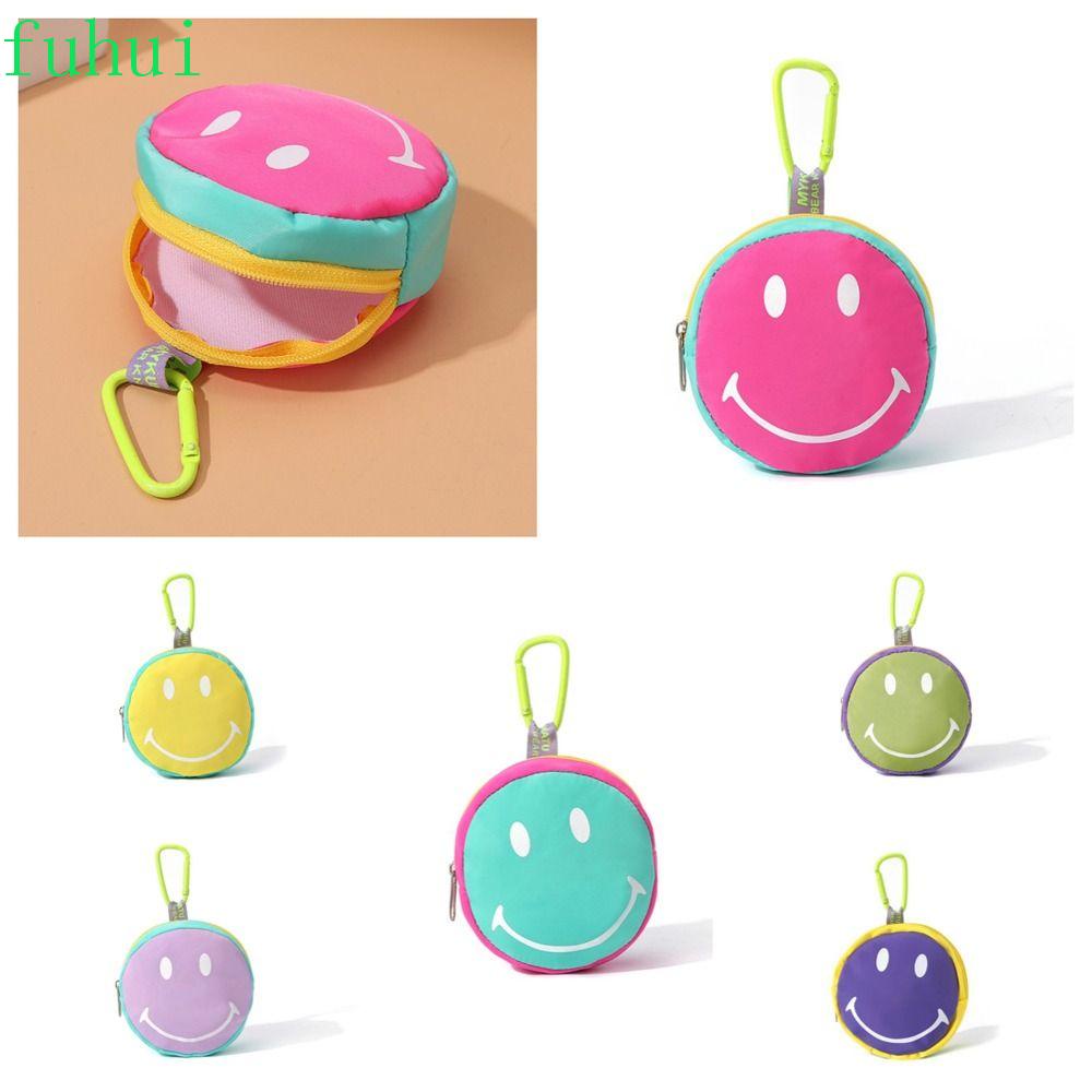 FUHUI Smiling Face Coin Purse, Smile Candy Color Small Round Purse ...