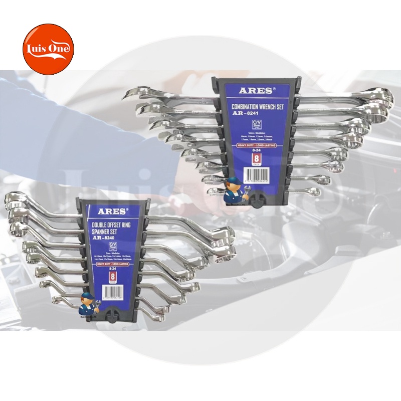 8-24mm 8 Pcs ARES Tools Set Combination Wrench Set Double Ring Offset ...