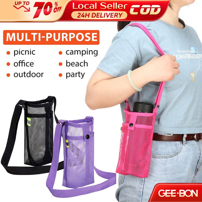 GEEBON Bottle Carry Net Bag with Detachable Strap Water Bottle Carrier ...