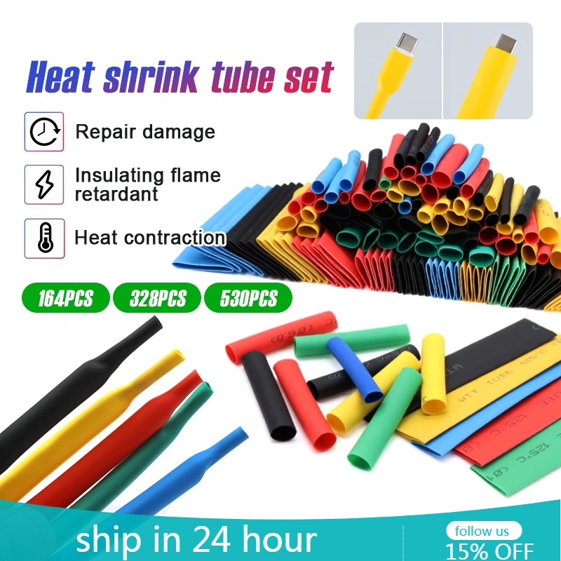 2:1 Heat Shrink Tube Shrinking Assorted Polyolefin Insulation Sleeving ...