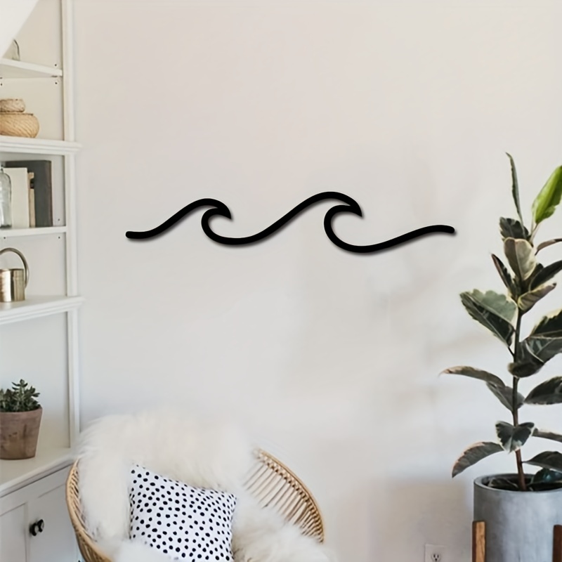 Metal Wave Art Sign Wall Decor Ocean Wave Wall Hanging Minimalist Lines ...