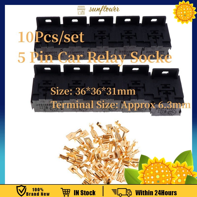 10PCS/SET 12V/24V 5 Pin Car Relay Socket 30A-80A Automotive Relay ...