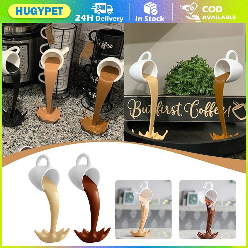Floating Coffee Cup Sculpture Creative 3D Coffee Cup Pouring Liquid ...