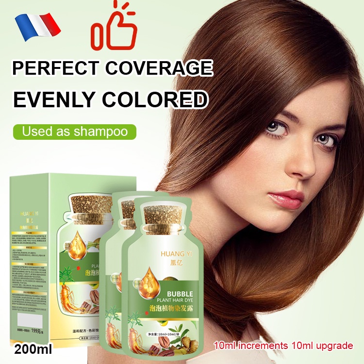 Plant ingredients DIY hair coloring shampoo bubble plant hair dye for covering gray hair ...