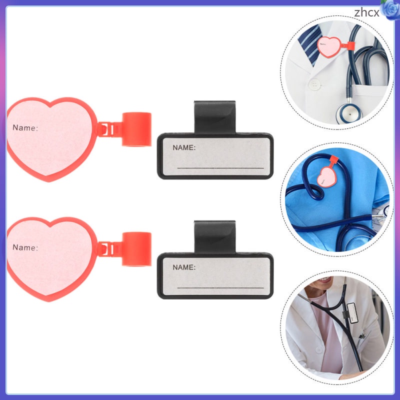 Stethoscope Name Tag 4 Pcs Badge Tags Clip Labels Identification Card ...