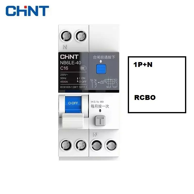 CHINT NB6LE-40 6A 10A 16A 32A 30MA 0.03A RCBO 1P+N 220V 230V Residual Current Circuit Breaker ...