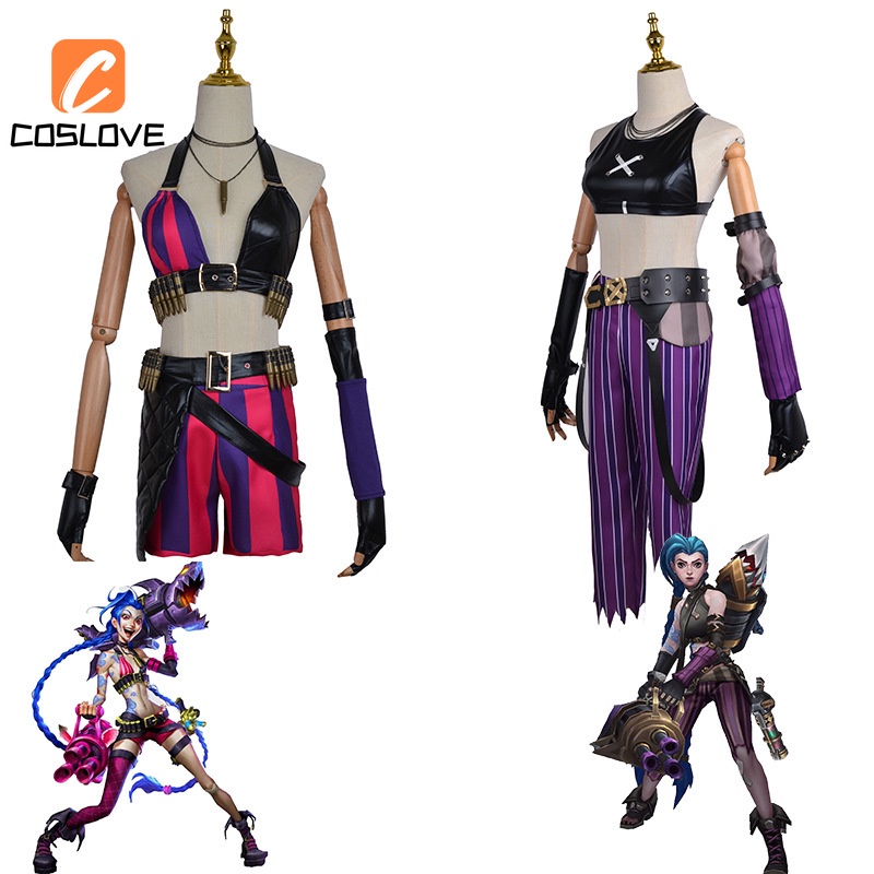 Anime Arcane Jinx Cosplay Full Set Costume LOL League of Legends Suit ...