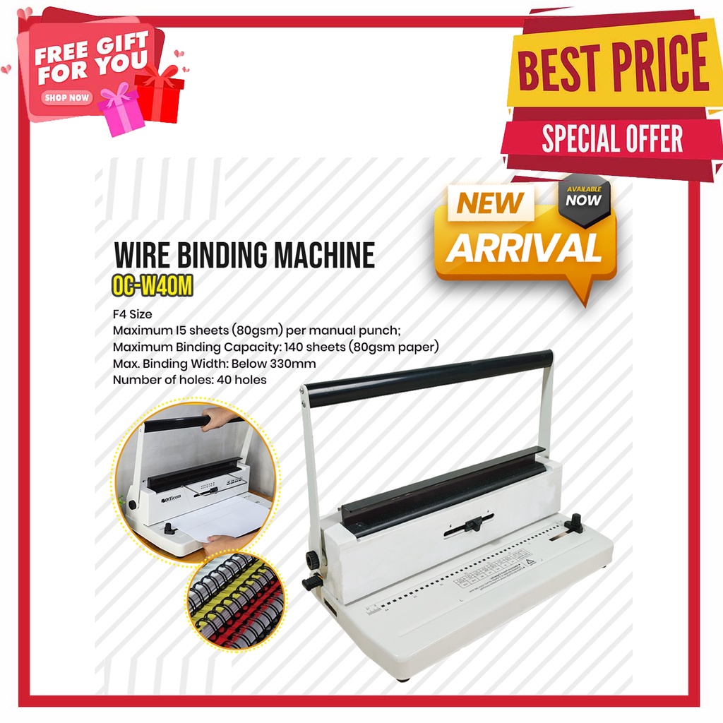 Officom Wire Ring Binding Machine QC-W40M F4 Size Binder Machine Punch ...