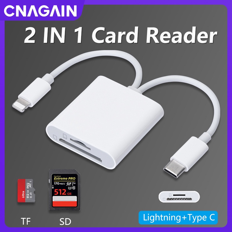 CNAGAIN 2 IN 1 Card Reader For Lightning/Type C,SD/TF Memory Card ...