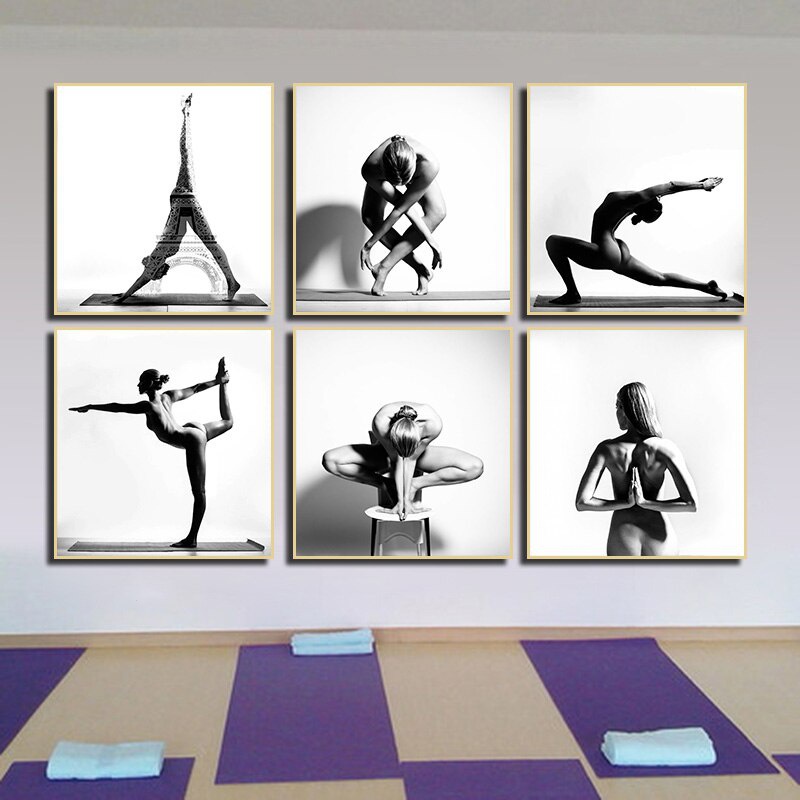 Yoga Studio Gym Yoga Room Wall Art Yoga Pose Poster Hanging Painting ...