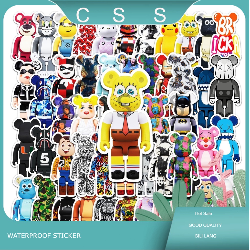 CSS 50Pcs/Set Bearbrick Graffiti Waterproof Sticker Cartoon DIY Cute ...