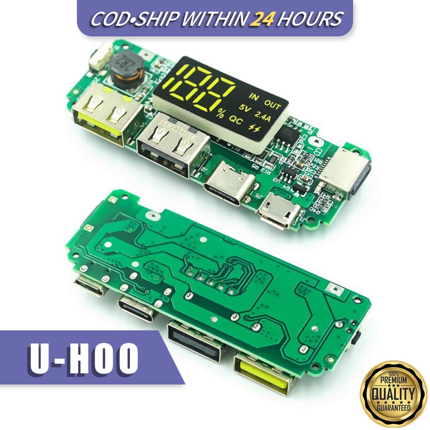 Dual USB Output with Display Boost Module 5V 2.4A Lithium Battery ...