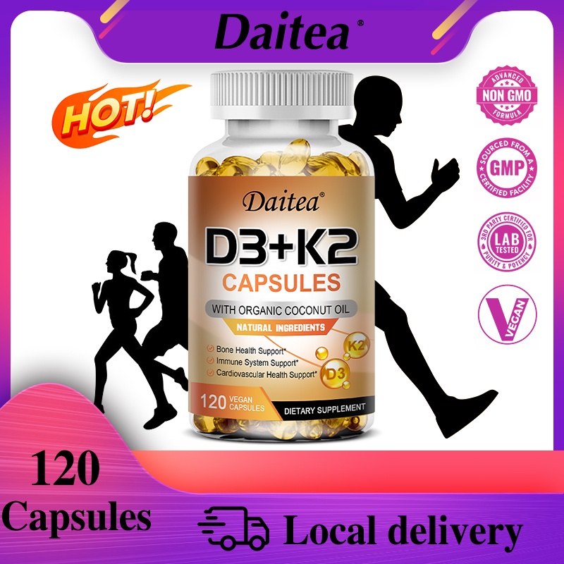 Daitea Vitamin D3 K2 Supplement, Vitamin D3 and Vitamin K2 for Heart ...