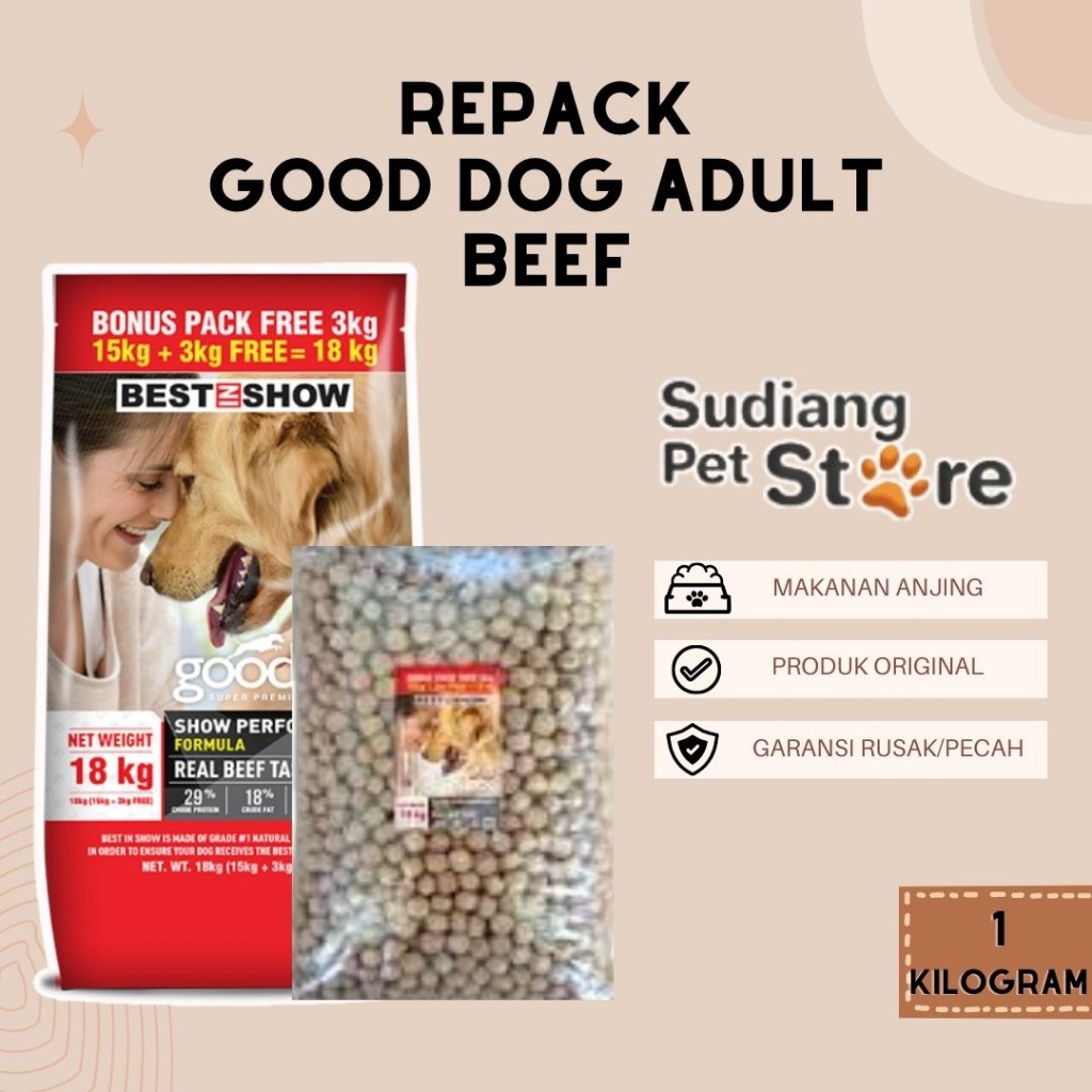 Adult Dog Dry Food Repack Good Dog Adult Beef Dry Food 1 kg | Shopee ...