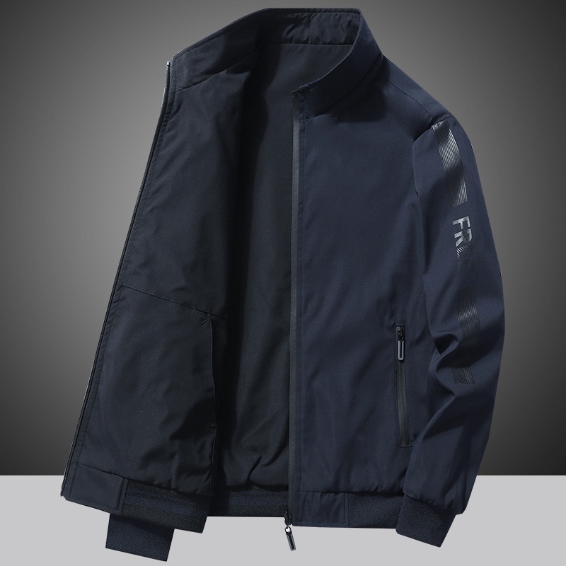 Double sided men's jacket front and back two wear stand up collar storm ...