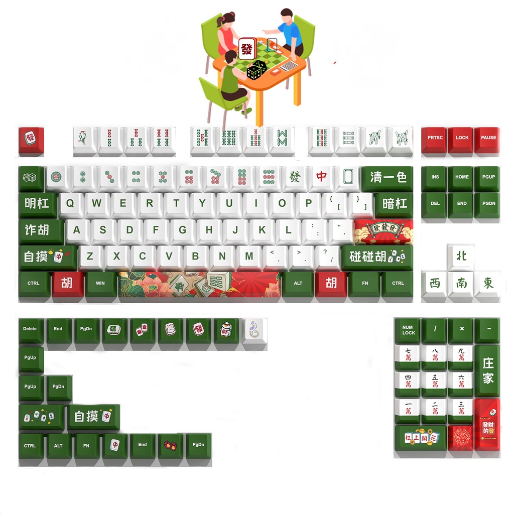 125 keys Original factory Mahjong key cap full set of mechanical ...