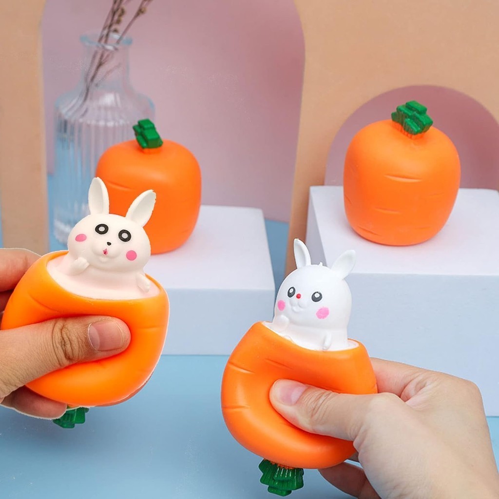 Carrot Rabbit Fidget Toys Pop Up Squishy Rabbit in Carrot Stress Relief ...