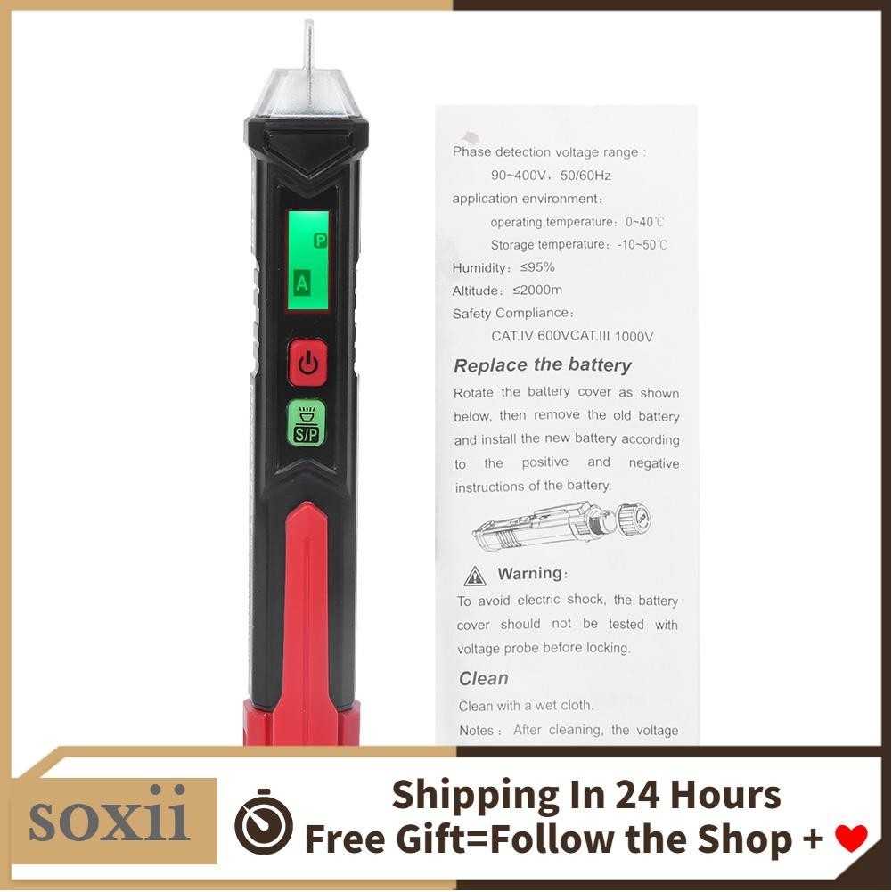 Soxii Non-Contact Voltage Tester AC12-1000V 3 Phase Rotation Indicator ...
