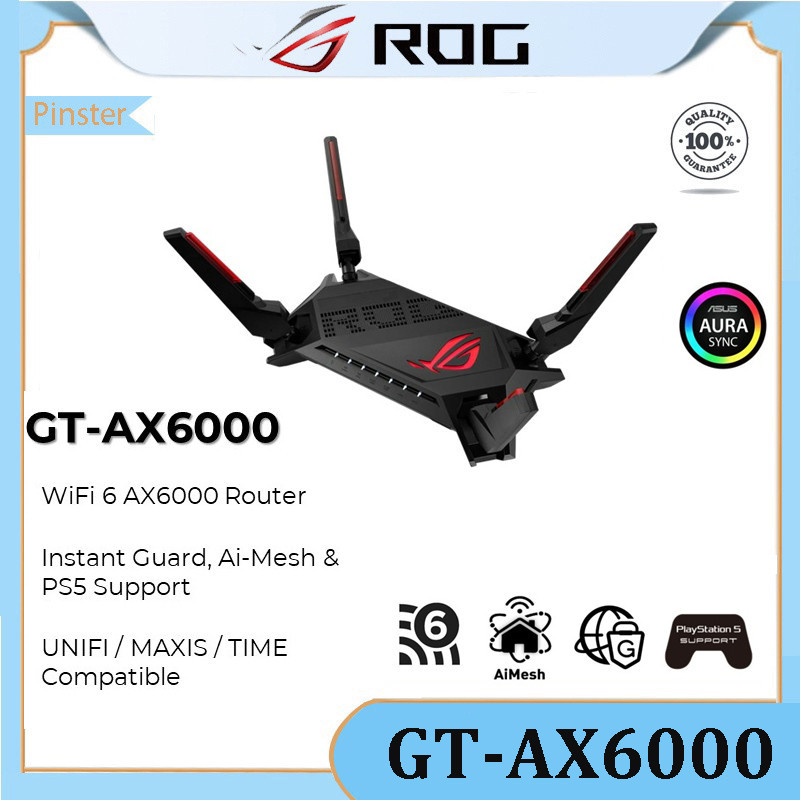 ASUS ROG Rapture GT-AX6000 Dual Band AX6000 WiFi 6 Ai-Mesh Wireless ...